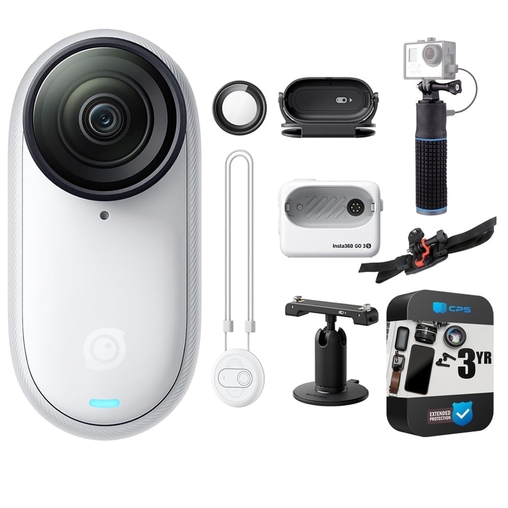 Insta360 GO 3S (128GB, White) Waterproof Tiny Mighty 4K Action Camera Bundle with Vivitar Pro ...