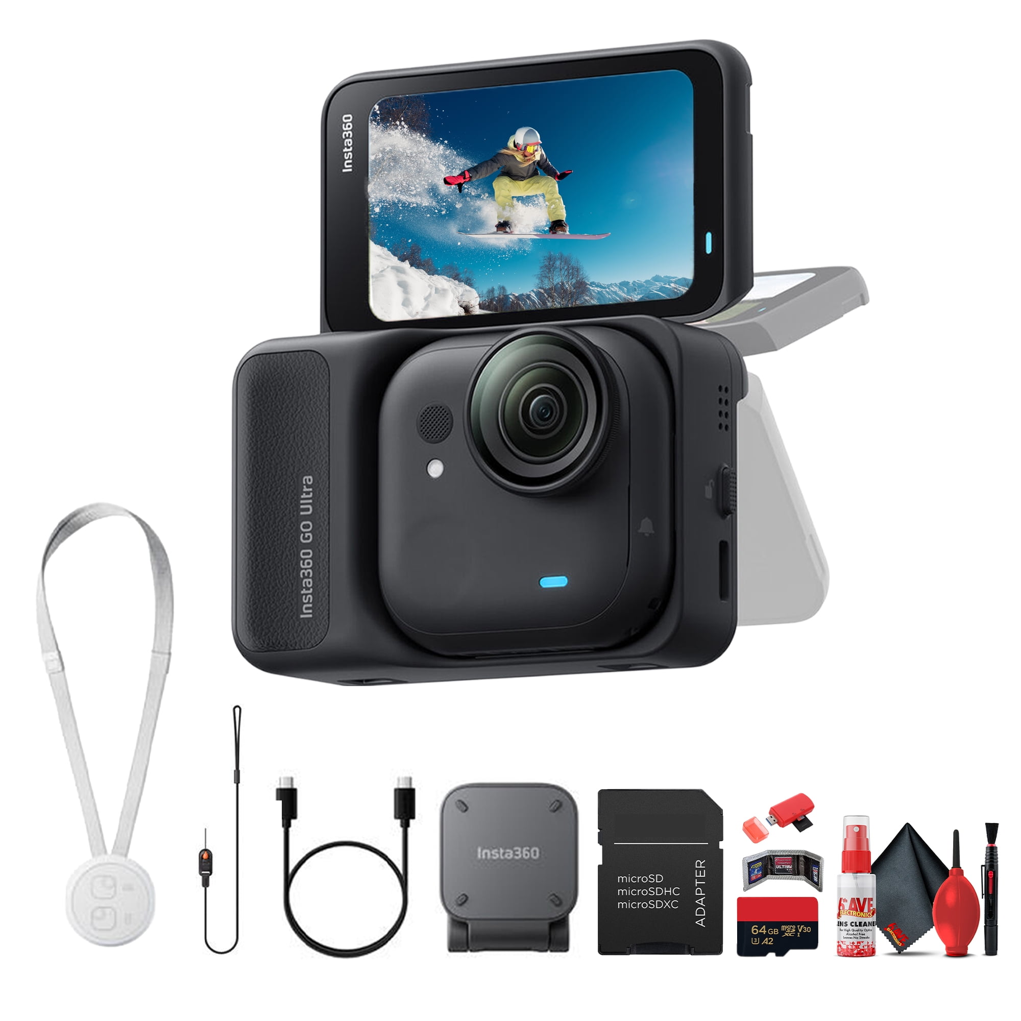 Insta360 GO Ultra Standard Bundle Midnight Black | Compact Wearable ...