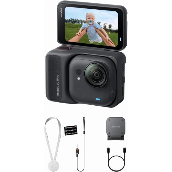 Insta360 GO Ultra Standard Bundle Midnight Black - Tiny Hands-Free 4K ...