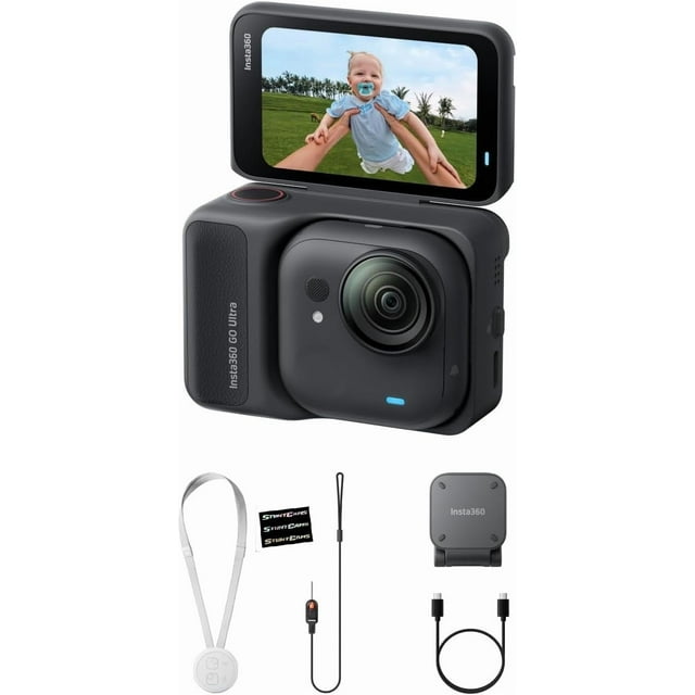 Insta360 GO Ultra Standard Bundle Midnight Black - Tiny Hands-Free 4K ...