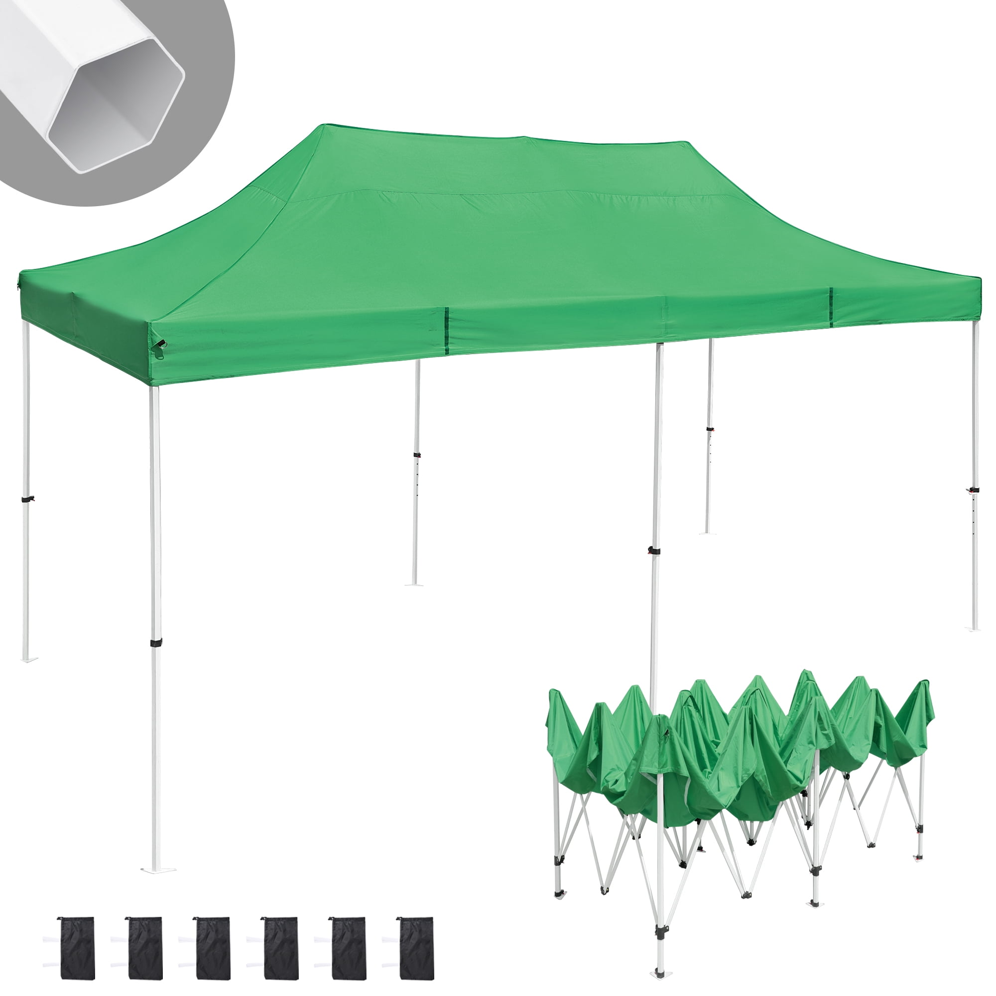 InstaHibit 10x20 ft Pop Up Canopy CPAI-84 Commercial Outdoor Trade Fair Party Tent Green ...
