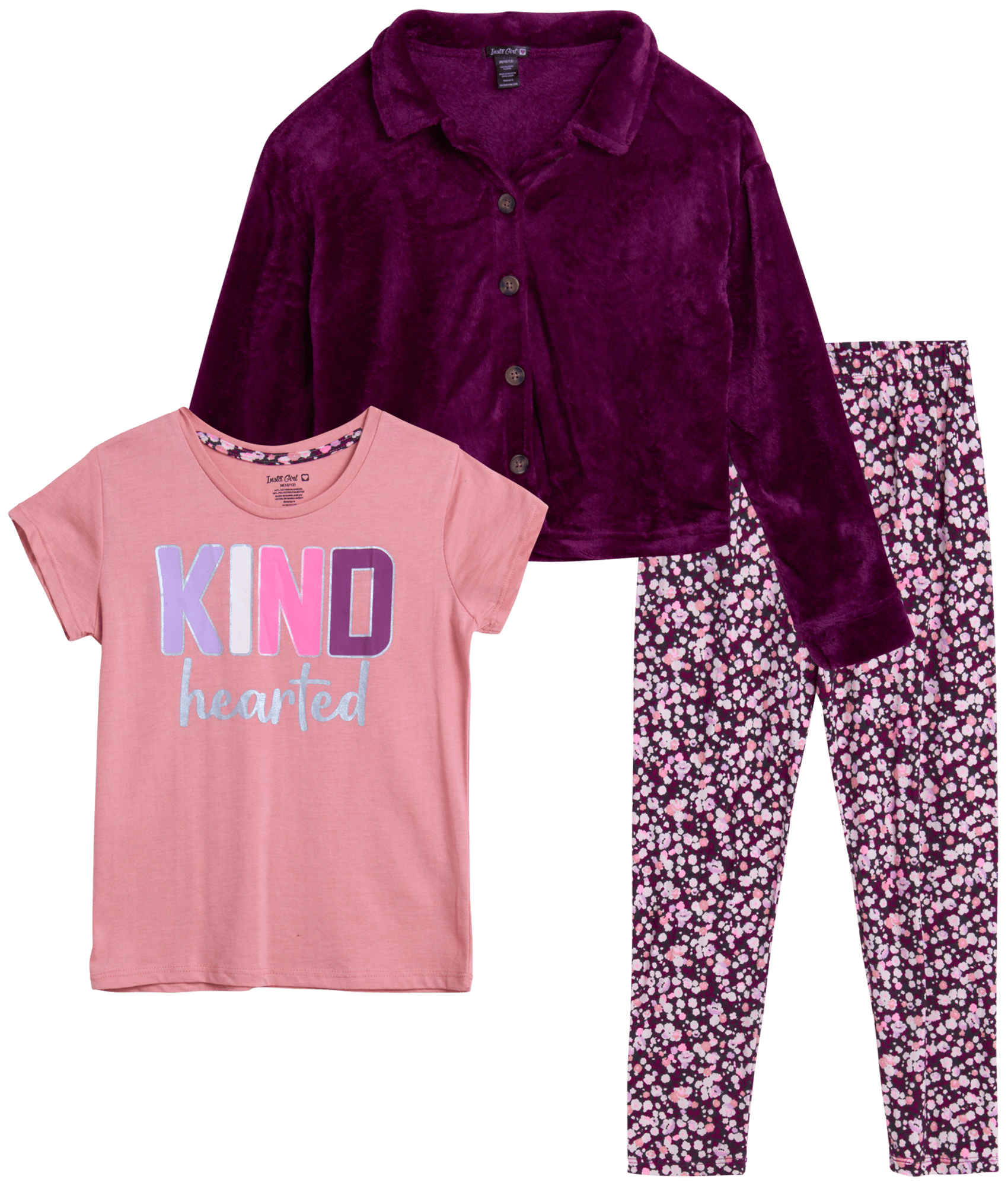 Instagirl Girls' Complete Outfit Legging Set - 3 Piece Shacket Shirt ...