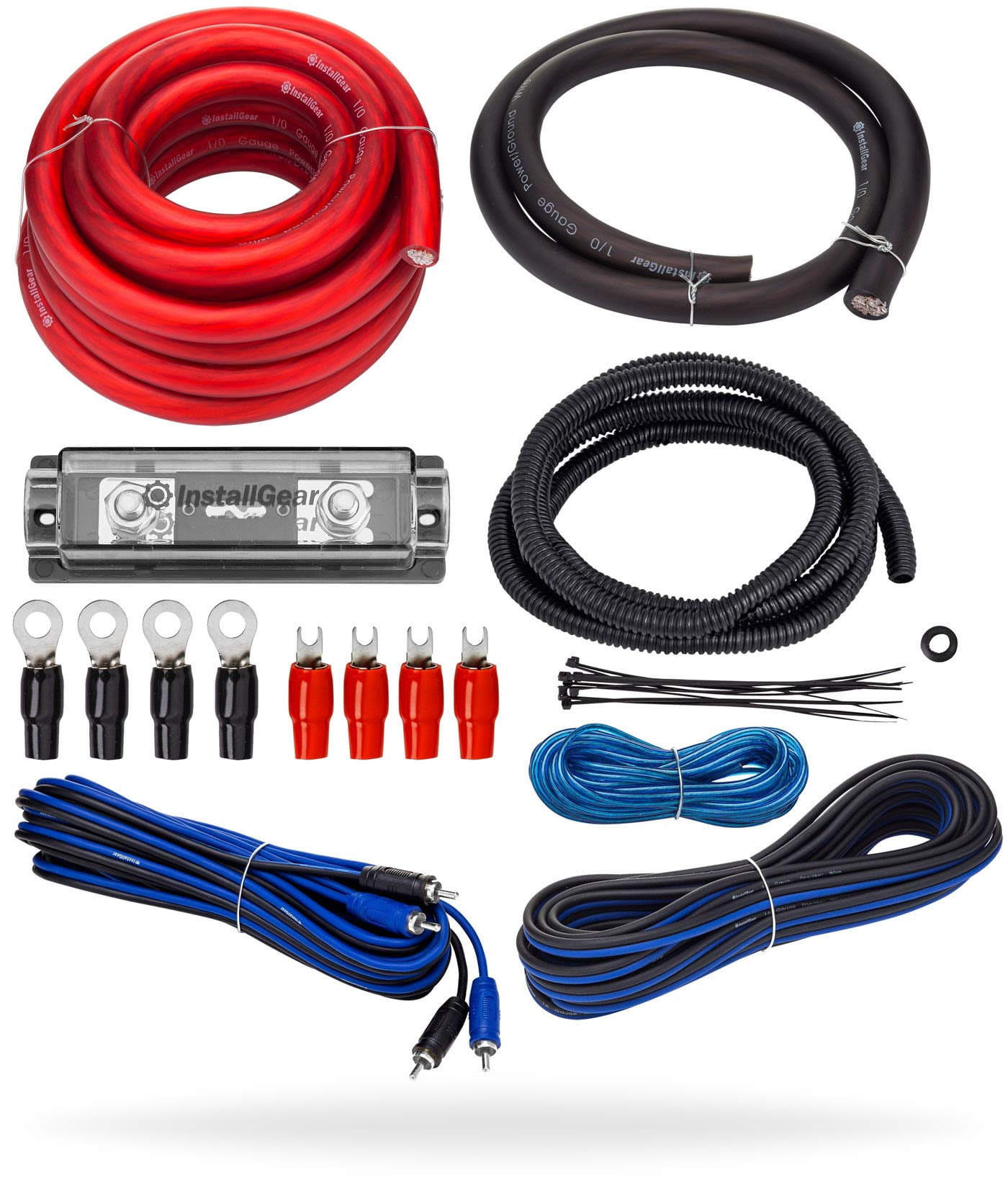 InstallGear 1/0 Gauge Amp Wiring Kit | Amp Kit with Fuse Holder ...