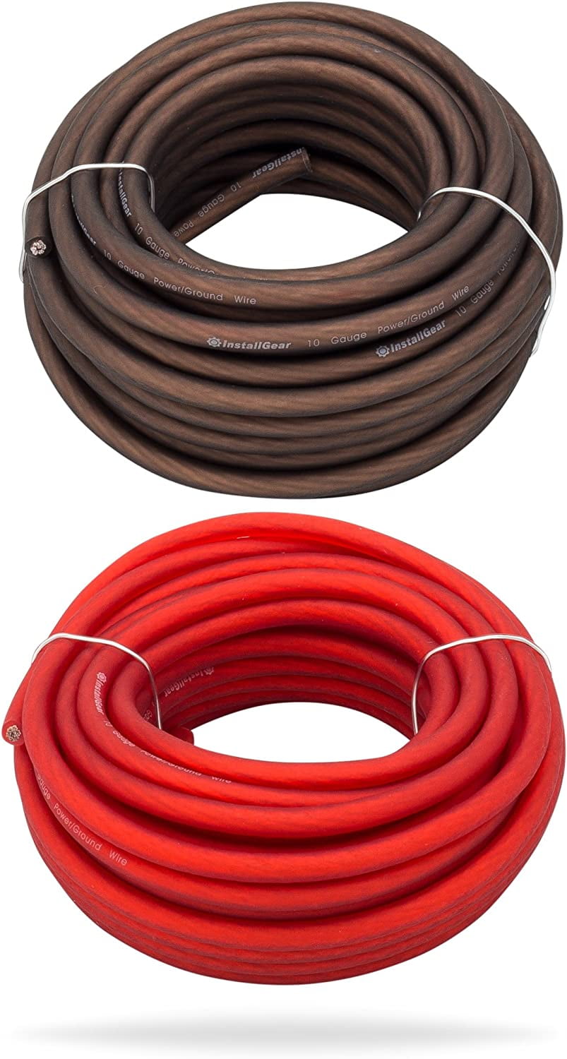 InstallGear 10 AWG CCA Power Ground Wire Cable, 50ft Black & Red for ...