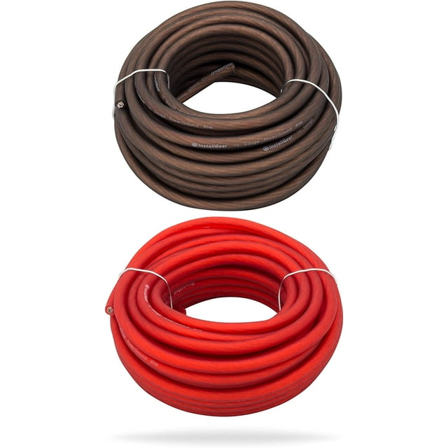 InstallGear 10 AWG CCA Power Ground Wire Cable, 50ft Black & Red for ...