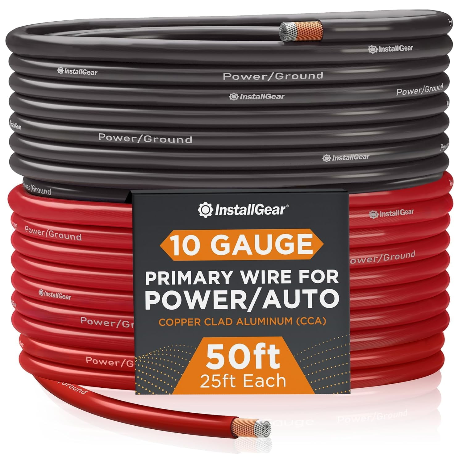 InstallGear 10 AWG CCA Power Ground Wire Cable, 50ft Black & Red for ...