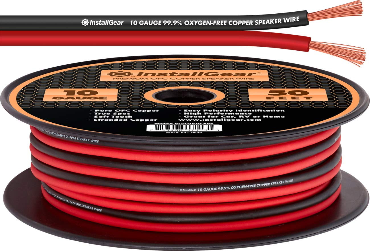 InstallGear 10 Gauge Speaker Wire - 99.9% Oxygen-Free Copper (OFC ...