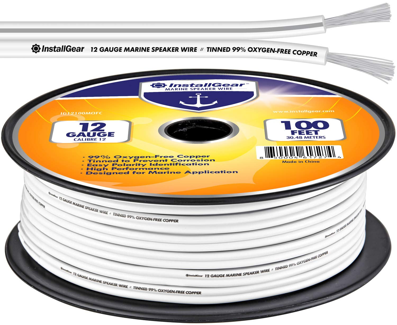 InstallGear 12 Gauge AWG Speaker Wire Cable (100ft - White) | White ...