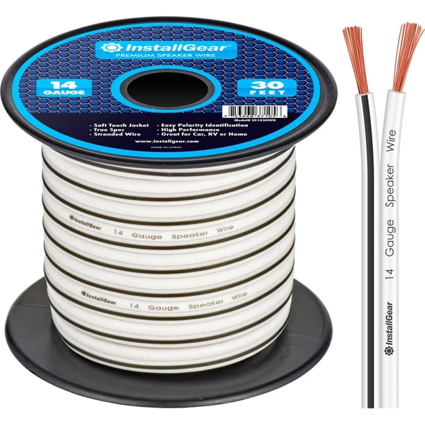 InstallGear 14 Gauge AWG Speaker Wire Cable (30ft - White) | White ...