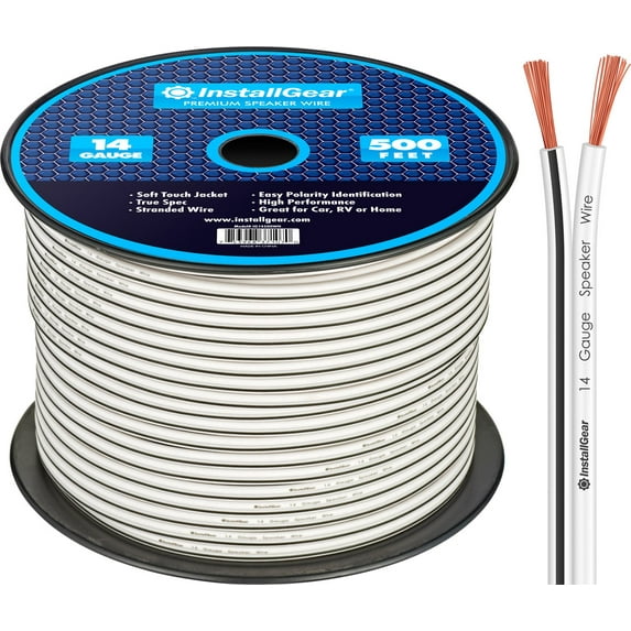 InstallGear 14 Gauge AWG Speaker Wire Cable (500ft - White) | White ...