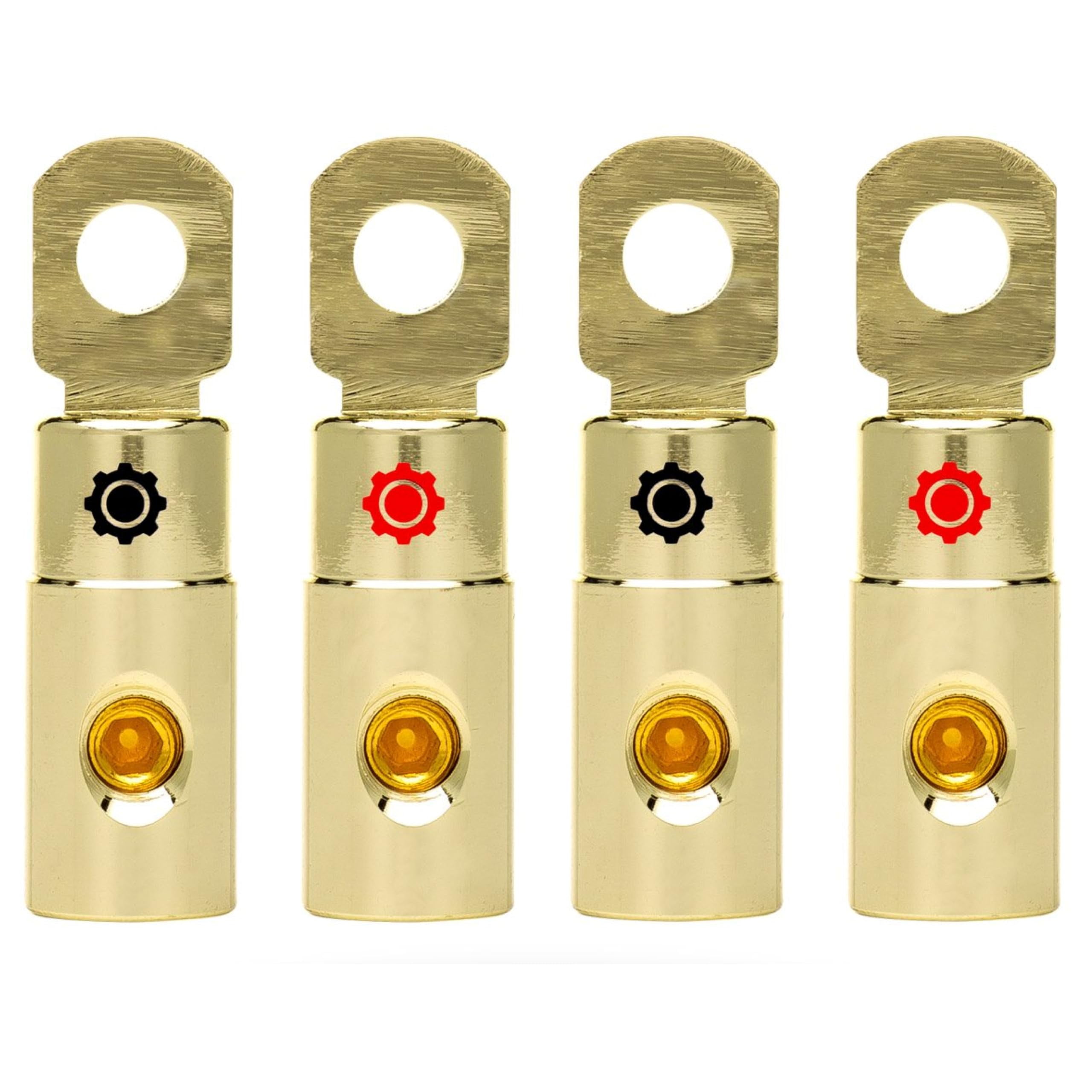 InstallGear 4 AWG Gauge Gold Ring Set Screw Battery Ring Terminals - 4 ...