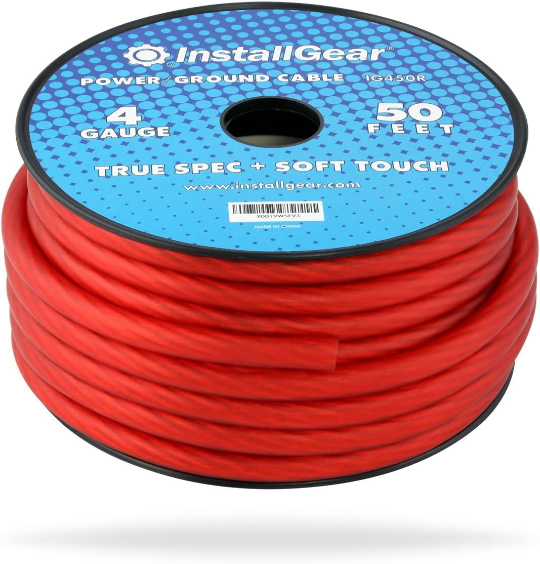 InstallGear 4 Gauge AWG CCA Power Ground Wire Cable (50ft Red) Welding ...