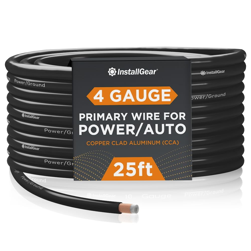 InstallGear 4 Gauge Wire (25ft) - 4 Gauge Amp Wire, Primary Automotive ...