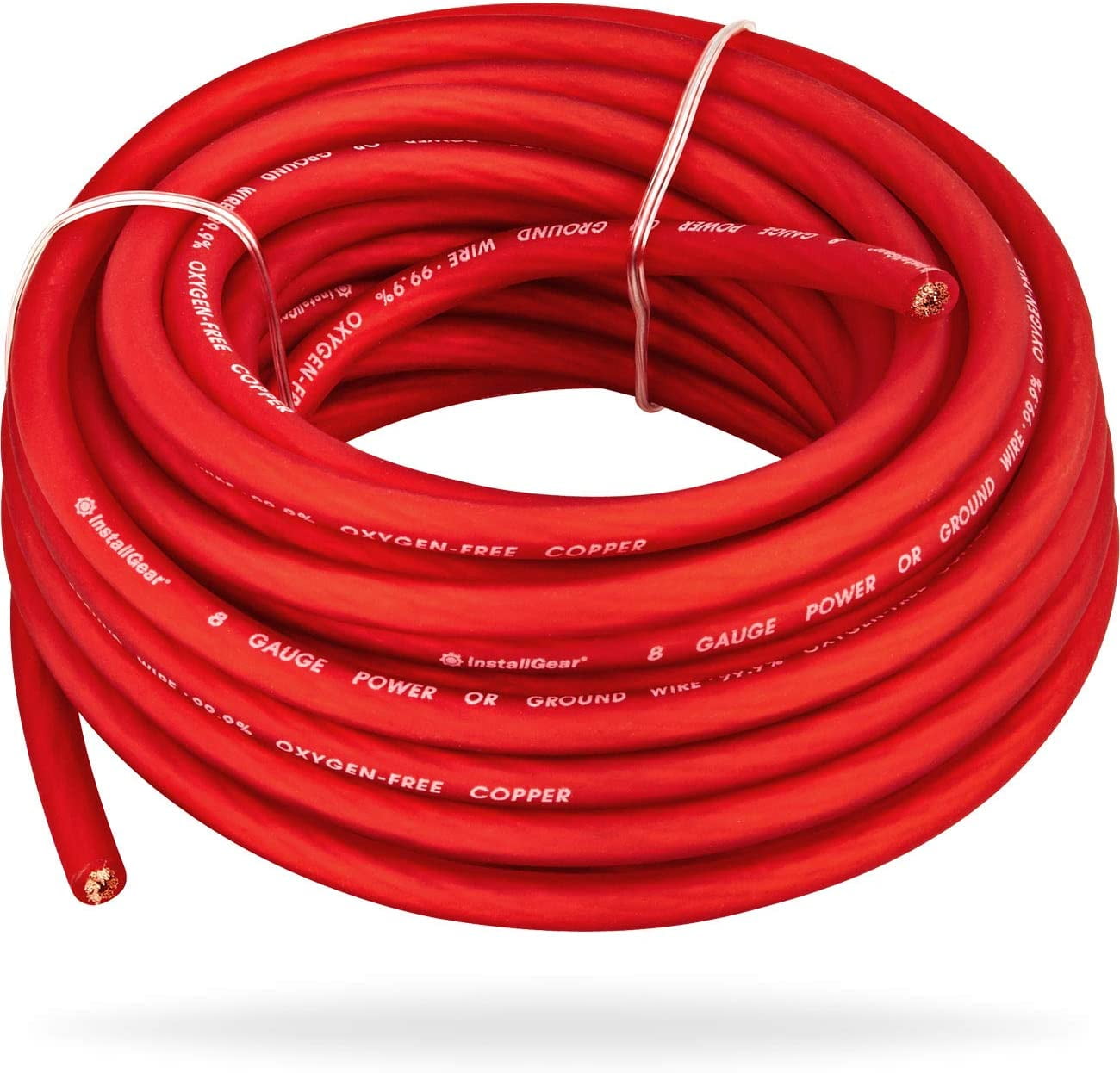 InstallGear 8 Gauge Red 25ft Power/Ground Wire - OFC (99.9% Oxygen-Free ...