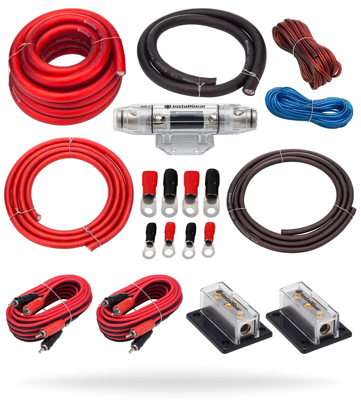 InstallGear Dual 1/0 Gauge Amp Wiring Kit - Amp Kit with 4 Amplifier ...