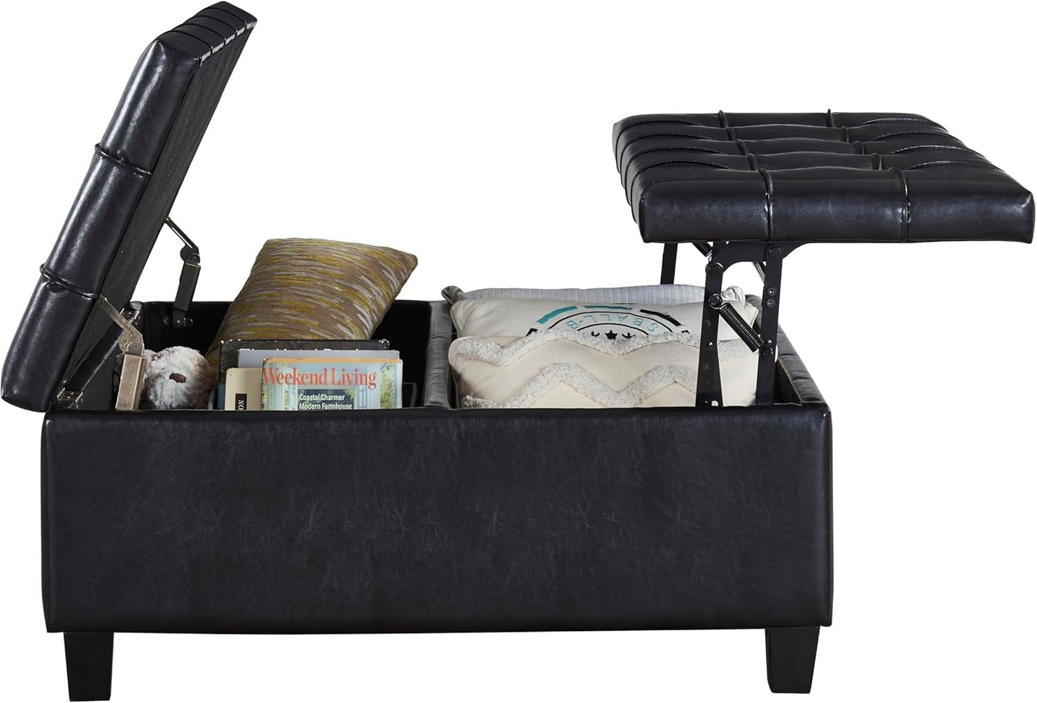 Installation-Free 36 inch Large Square Storage Ottoman with Lift Top in ...