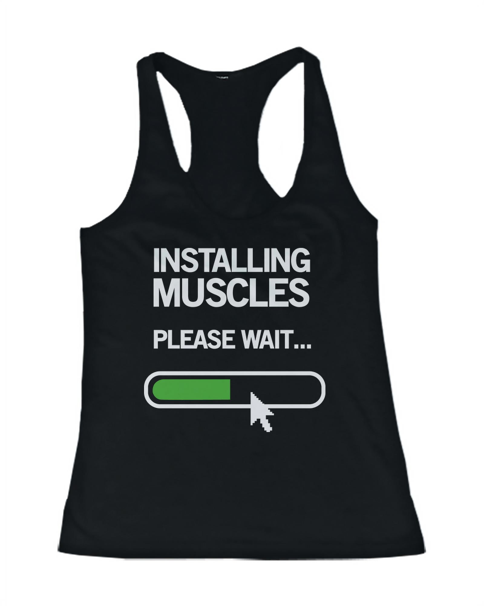 Installing Muscles Please Wait Women's Workout Tank Top Black Tanks for ...