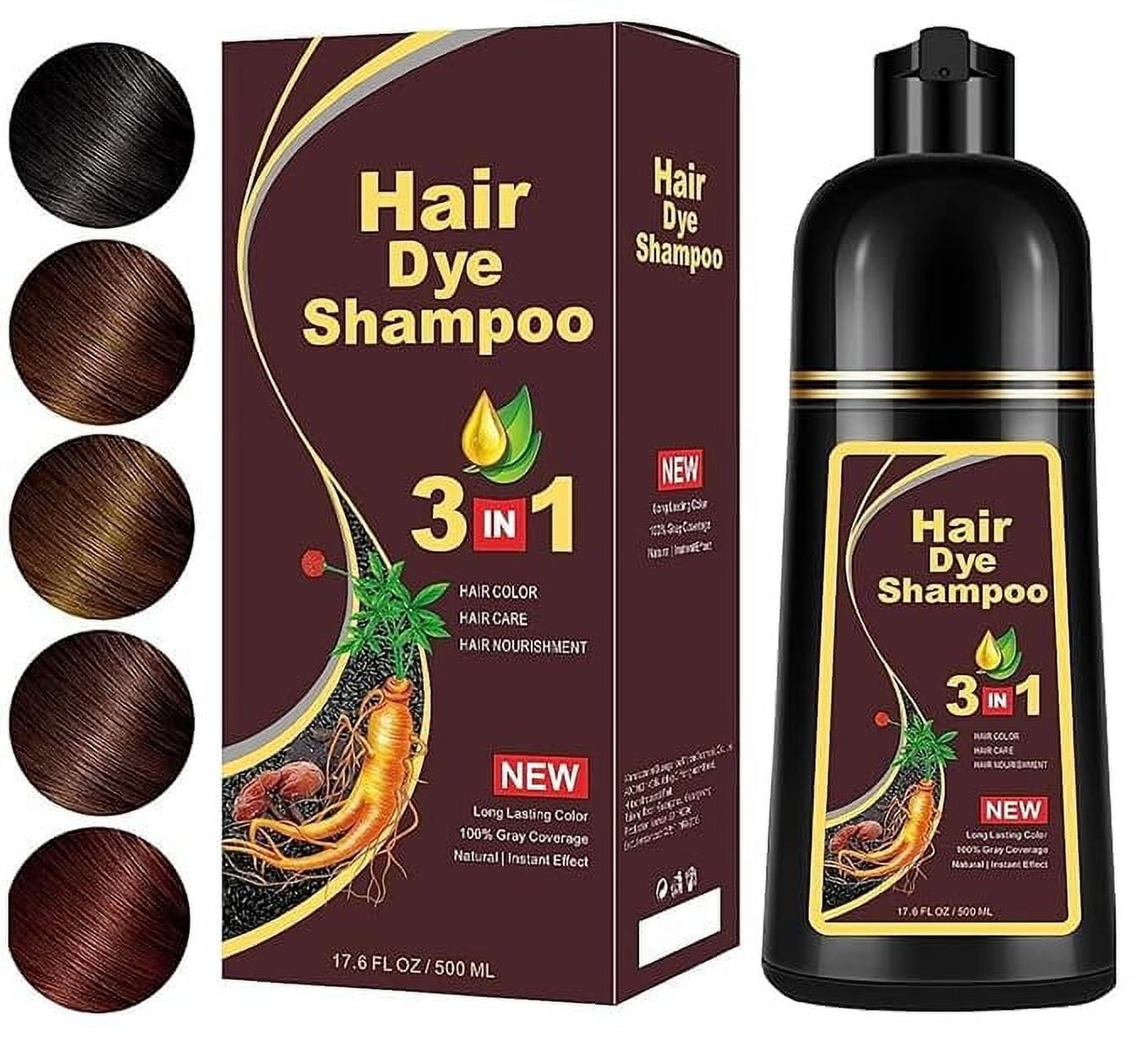 Instant Organic Natural Fast Hair Dye Shampoo, 500ML Permanent Brown ...