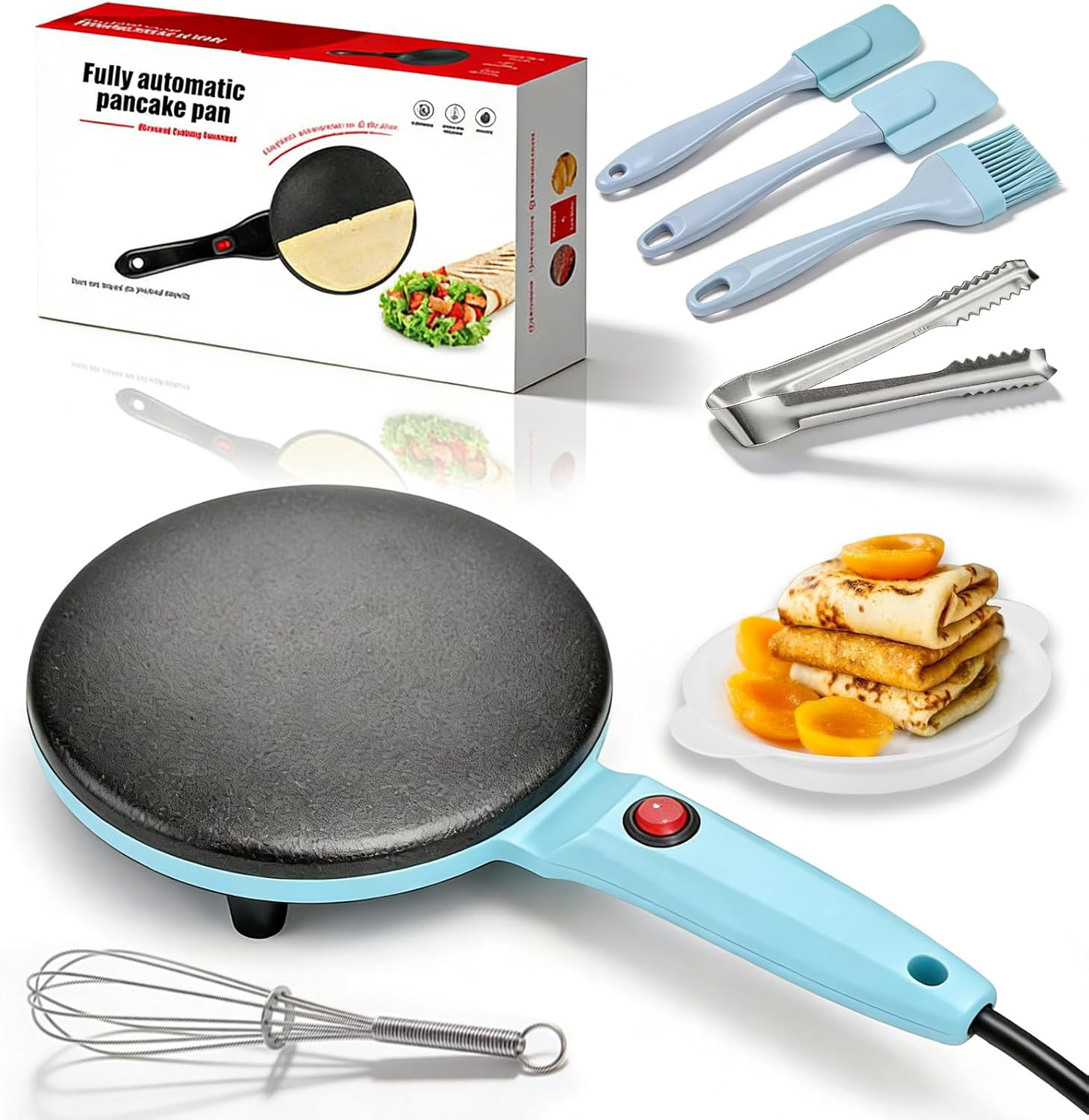 Instant 8 Inch Electric Crepe Maker, Quick Heat Nonstick Crepe Pan with ...