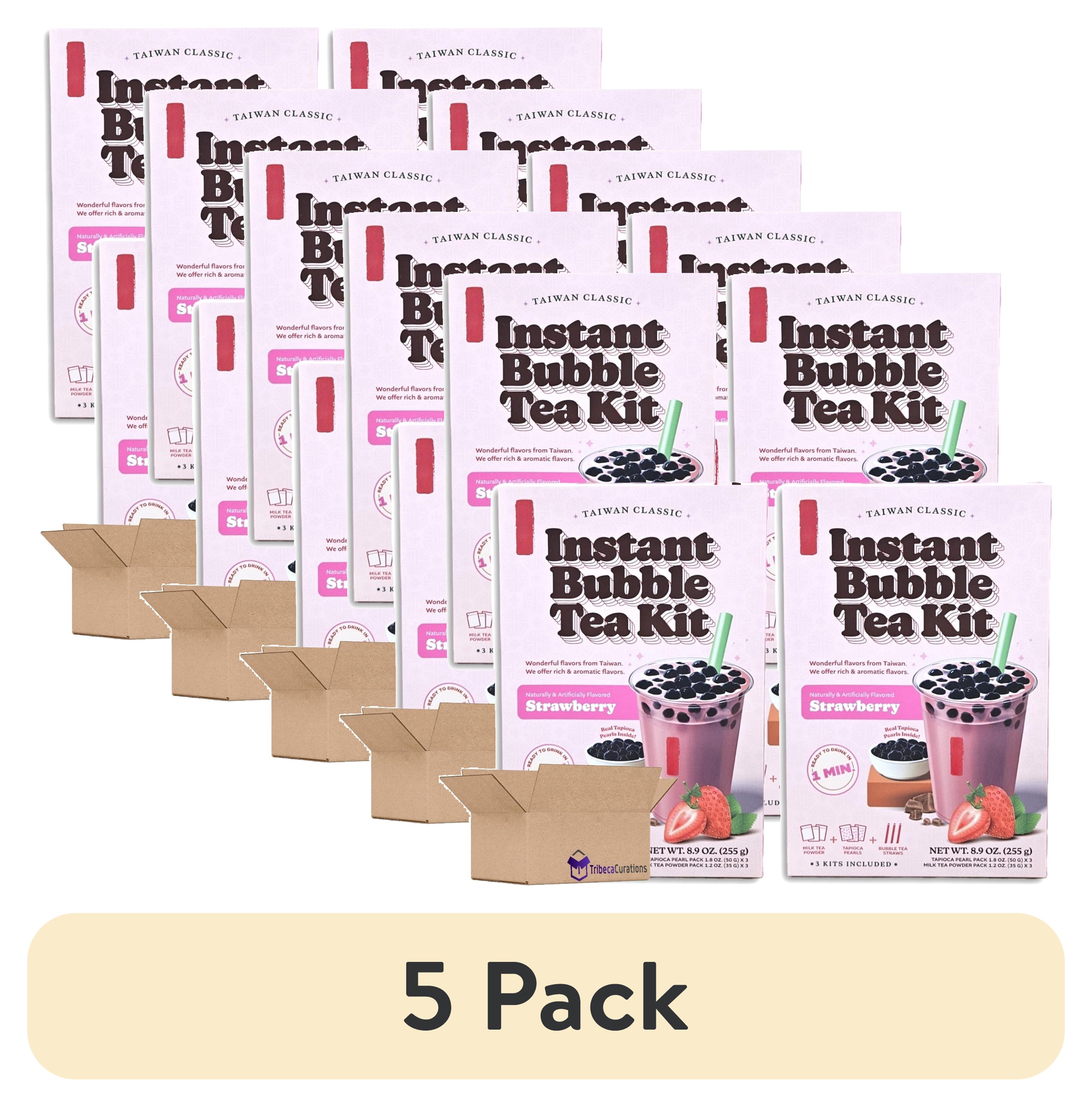 (5 pack) Instant Bubble Tea Kit Value Pack Strawberry | Pack of 4 (12 ...