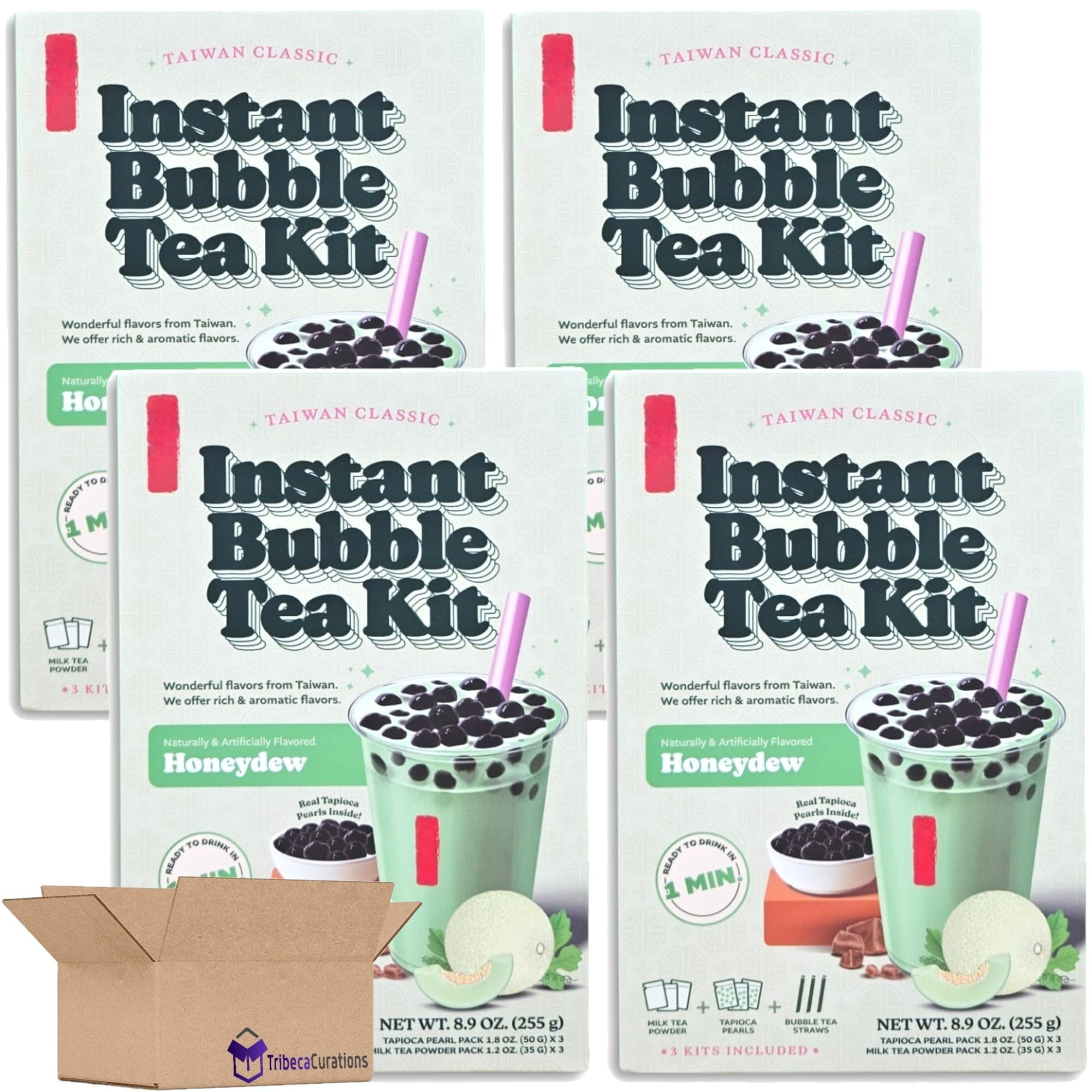 Instant Bubble Tea Kit Value Pack Honeydew | Pack of 4 (12 Total Kits ...