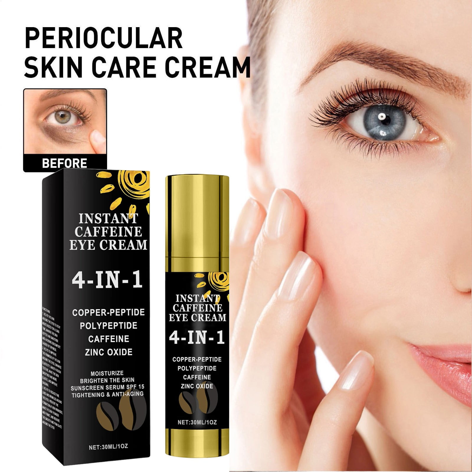 Instant Caffeine Eye Cream, 4 in 1 Eye Tightener Cream with Caffeine ...