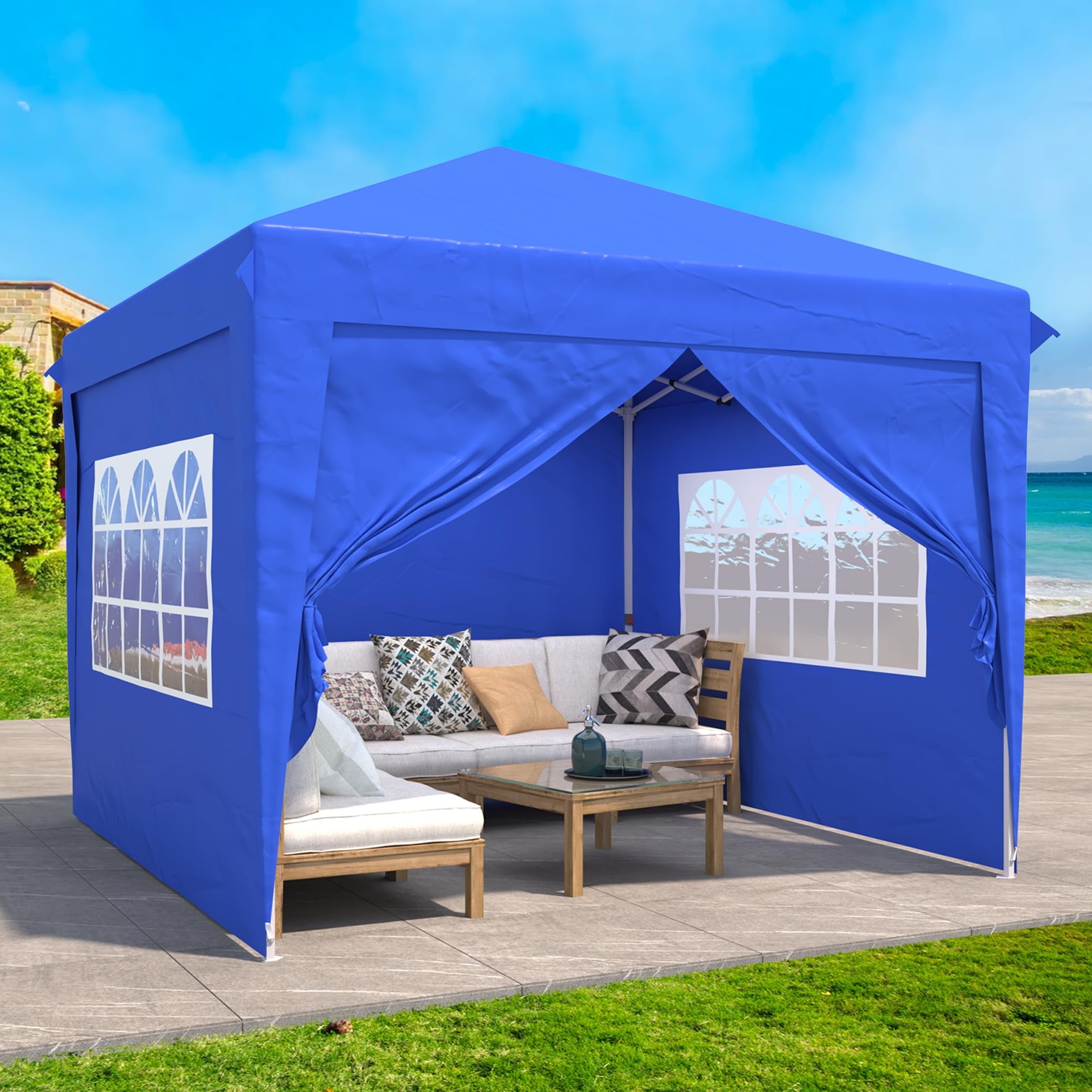 Instant Canopy 10x10 Pop Up Canopy Tent with 4 Sidewalls, Portable ...