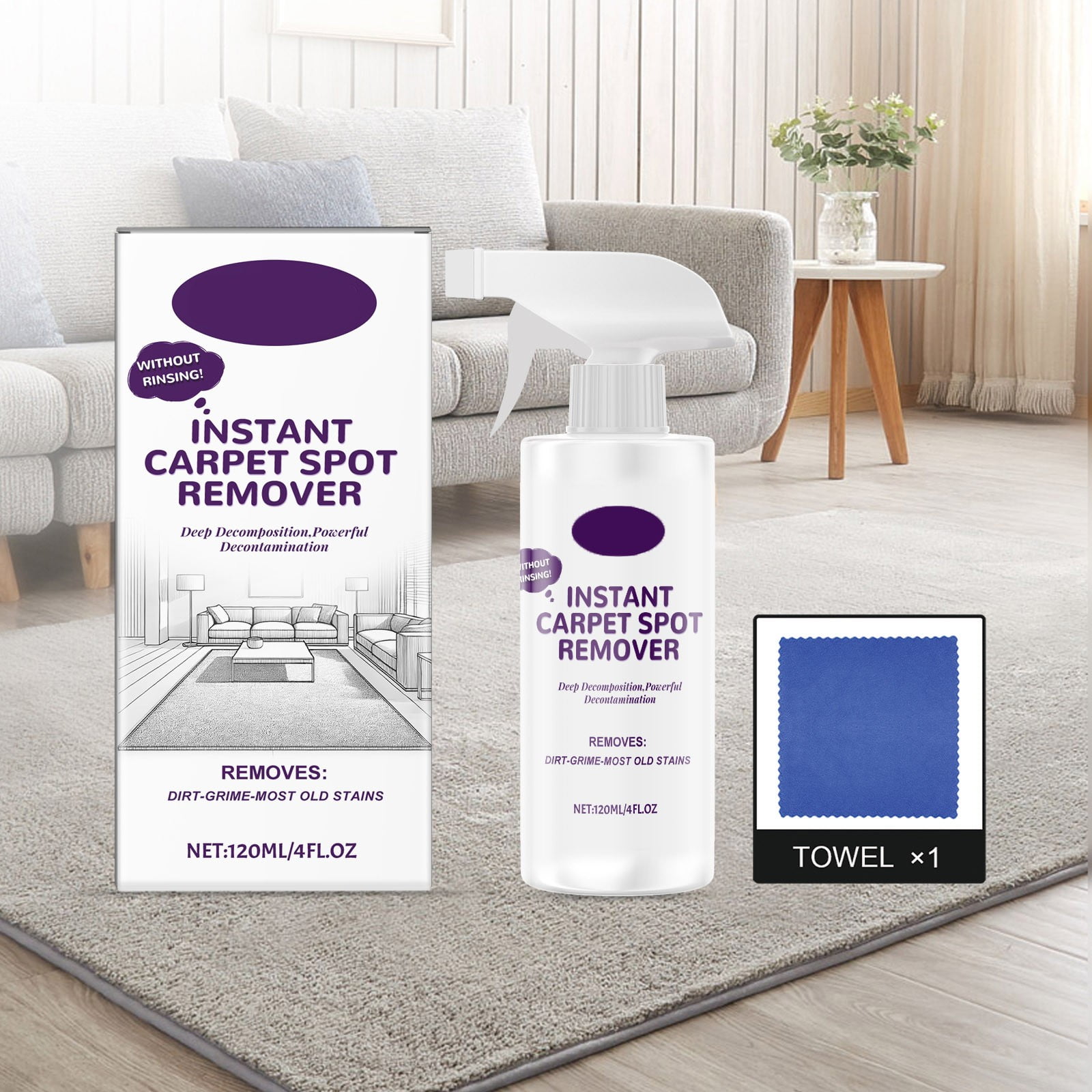 Instant Carpet Remover Carpet Cleaner with Reusable Cleaning Cloth Pet ...