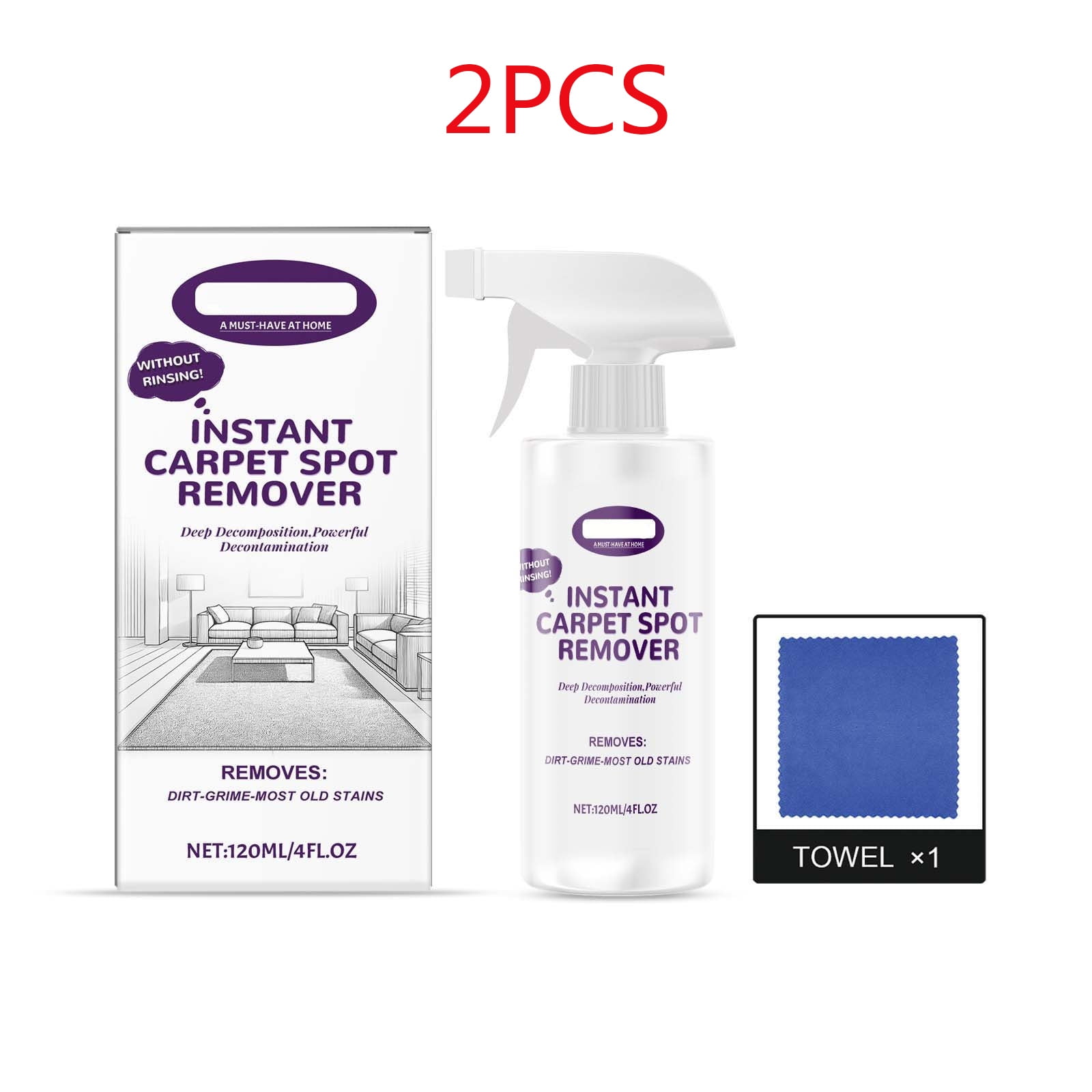 Instant Carpet Spot Remover Carpet Cleaner with Reusable Cleaning Cloth ...