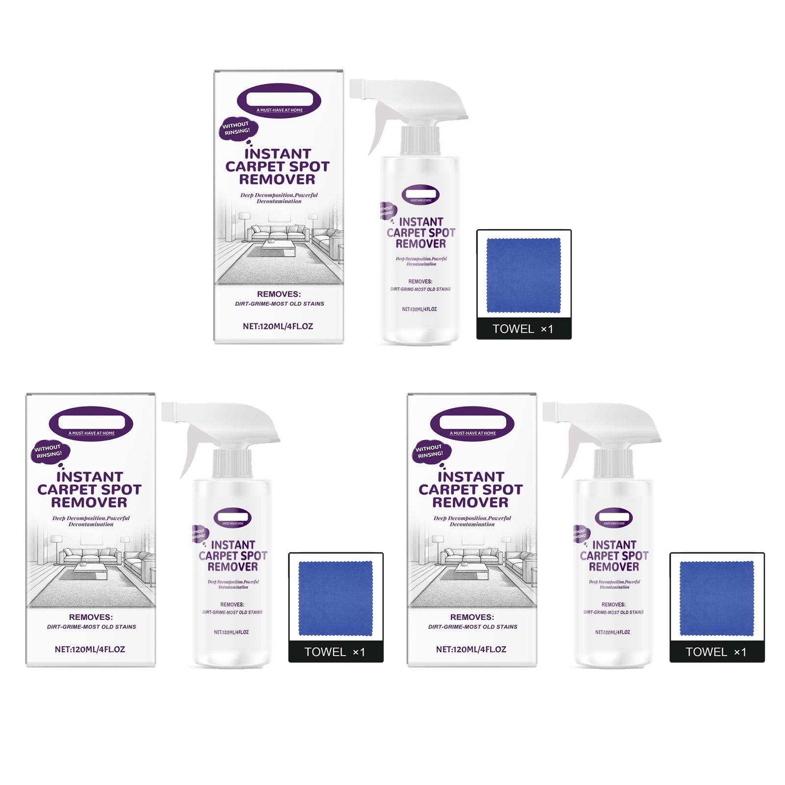 Instant Carpet Spot Remover Carpet Cleaner with Reusable Cleaning Cloth ...