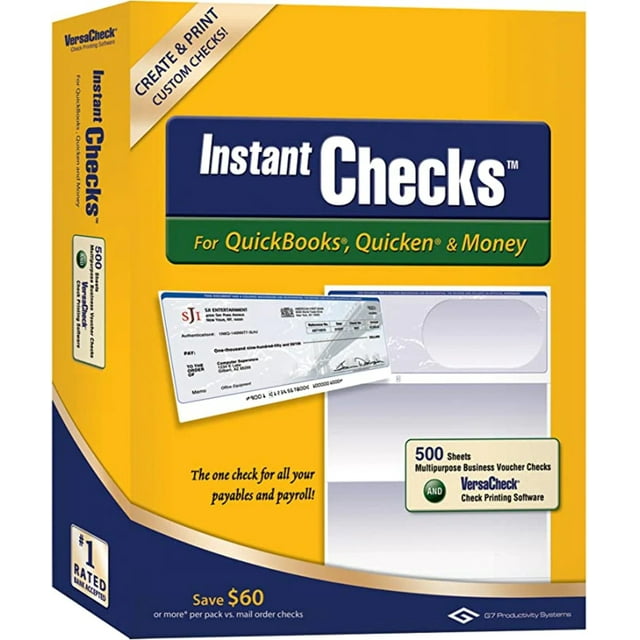 Instant Checks for QuickBooks, Quicken Money: Form #1000 Business ...