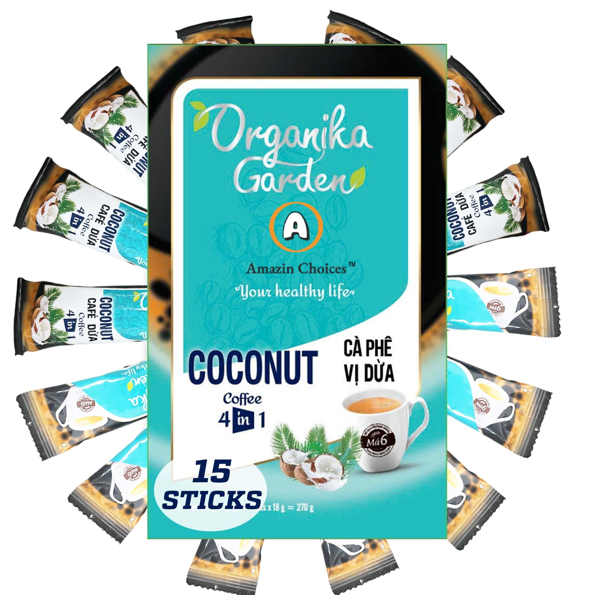 Instant Coffee Packets Single TMA2 Serve by Amazin Choices. Coconut Coffee 4-in-1 Single Serve ...