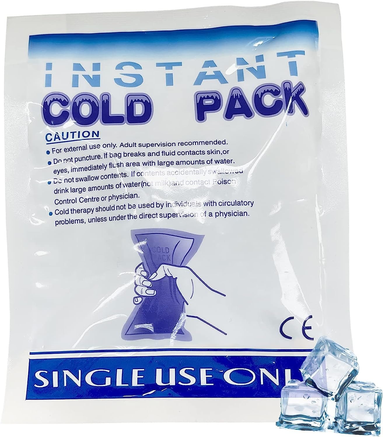 Instant Cold Pack 6 x 8 Inch. Pack of 10 First Aid Instant Cold Packs for Injuries, Spasms, Burn ...