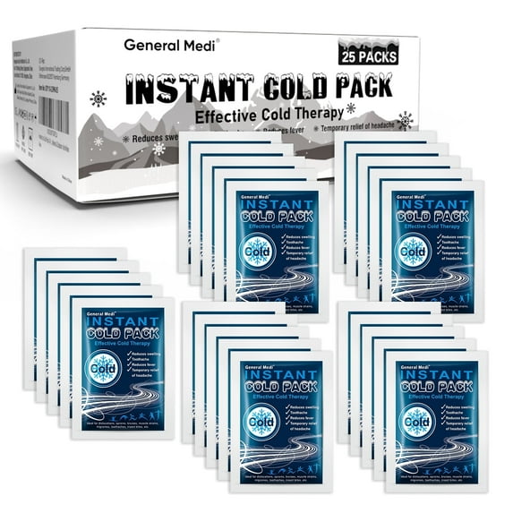 General Medi Instant Cold Pack - Set of 25 Flexible Medical Ice Packs ...