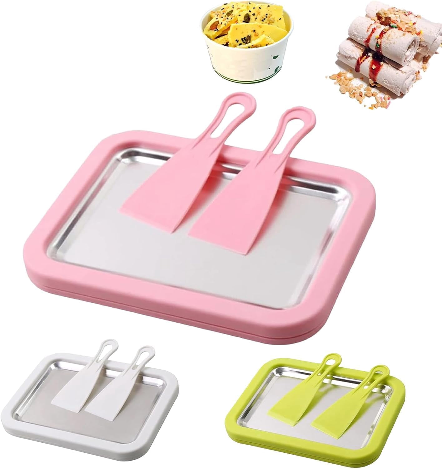 Instant Cold Plate Ice Cream Roller Kit - DIY Frozen Dessert Pan with 2 ...