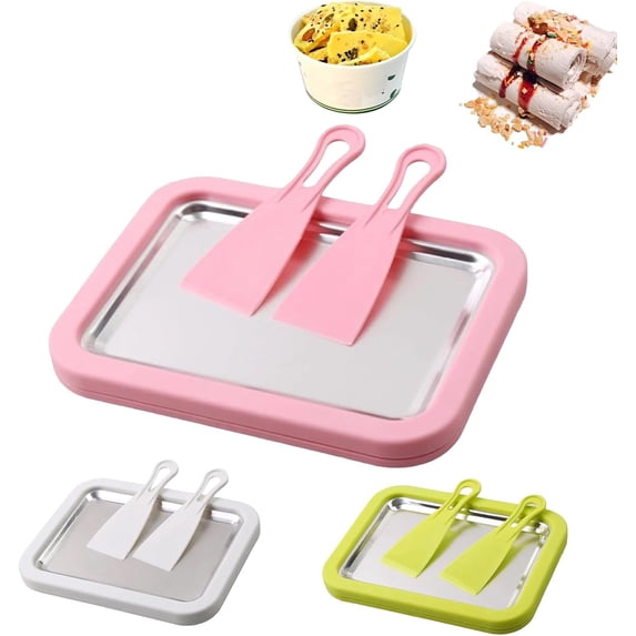 Instant Cold Plate Ice Cream Roller Kit - DIY Frozen Dessert Pan with 2 ...