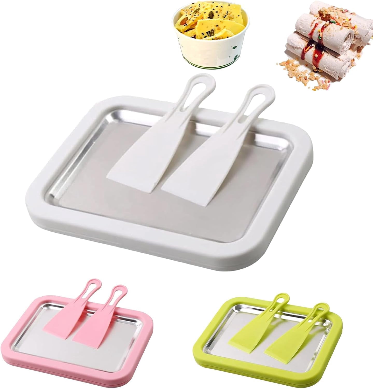 Instant Cold Plate Ice Cream Roller Kit - DIY Frozen Dessert Pan with 2 ...