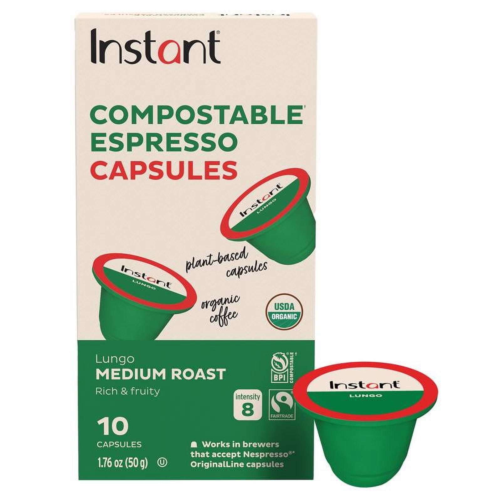 Instant Compostable Espresso Capsules, Lungo Medium Roast, 10 capsules ...