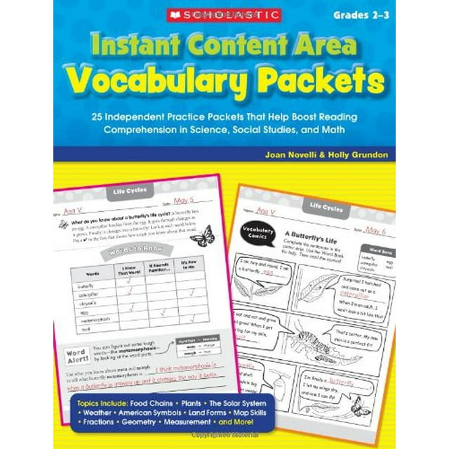 Pre-Owned Instant Content Area Vocabulary Packets: 25 Independent ...