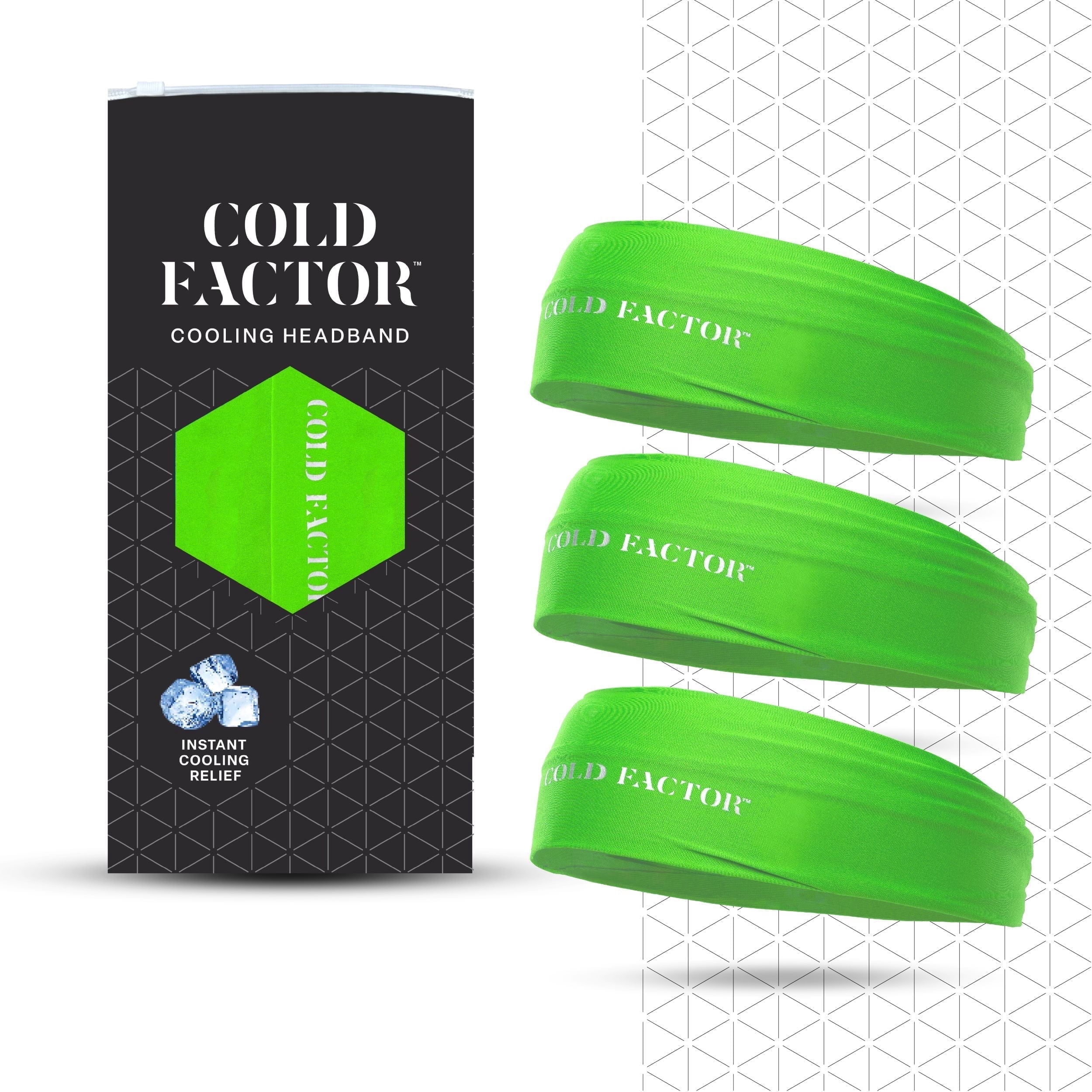 Cold Factor Instant Cooling Headband 3 Pack Lime, Sweat-Wicking, Quick ...