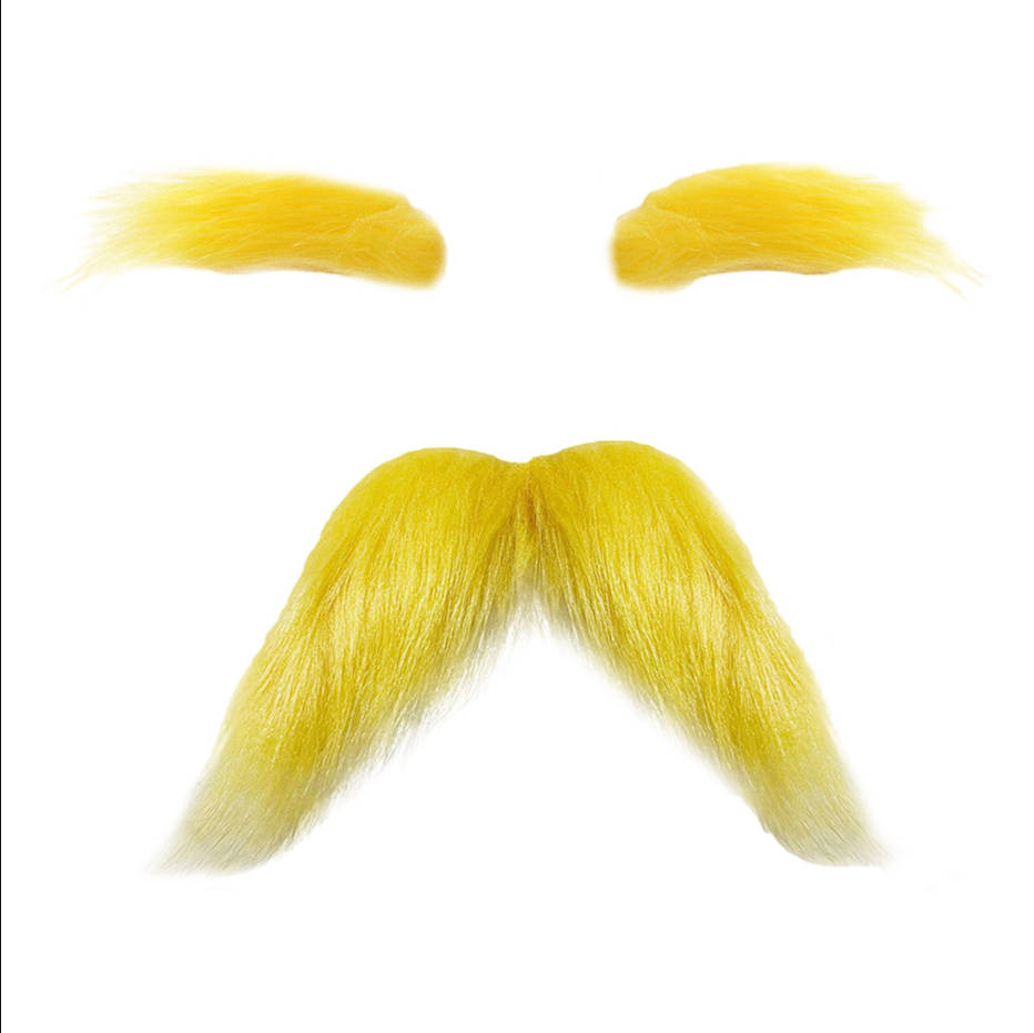 Instant Costume Fake Mustache & Bushy Eyebrows 3-Pack, Self-Adhesive ...