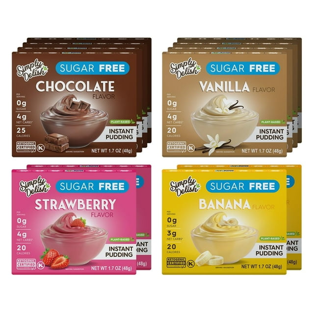 Instant Delicious Mixed Variety Keto Pudding 12 pack – Low Carb, Zero ...