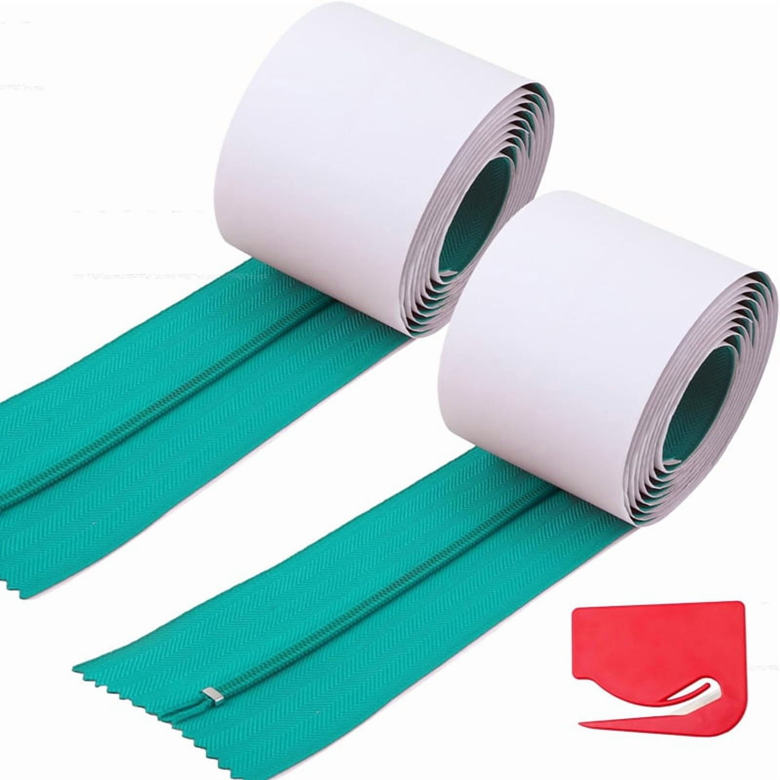 Instant Door Dust Protection Self-Adhesive Tarp Double Zipper Green ...