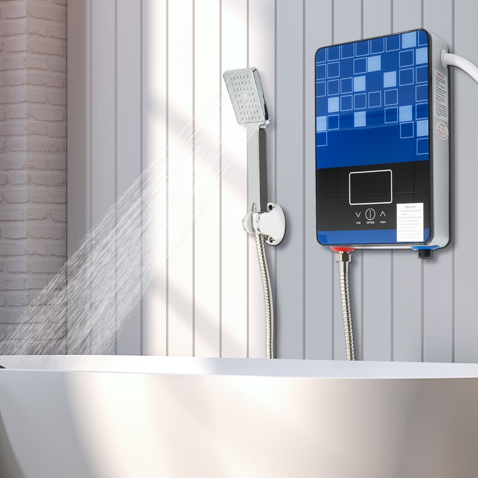 Instant Electric Water Heater with Shower Head, LED Display, Touch ...