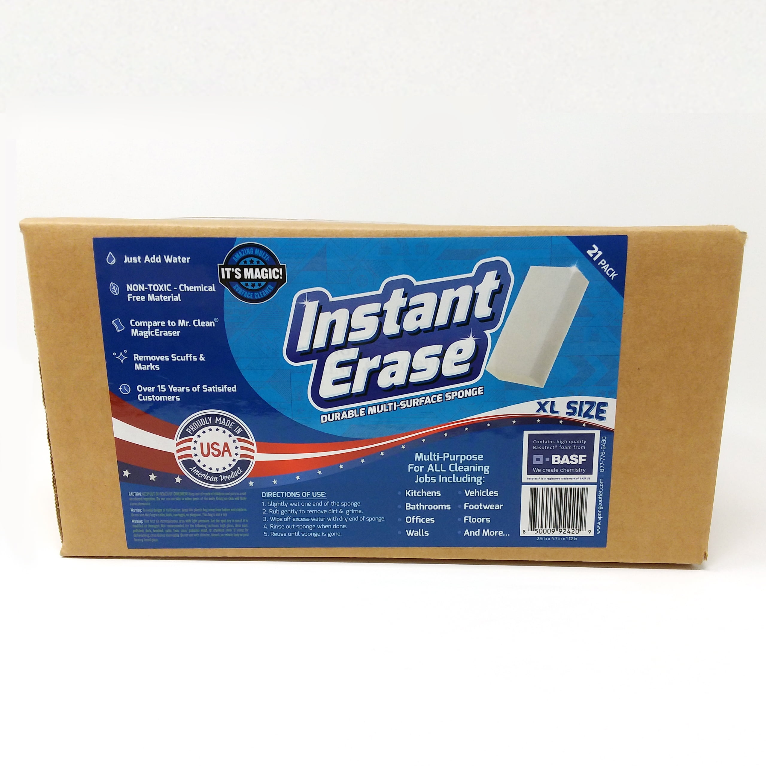 Instant Erase 21 Pack XL Magic Cleaning Eraser Sponges - USA Converted ...