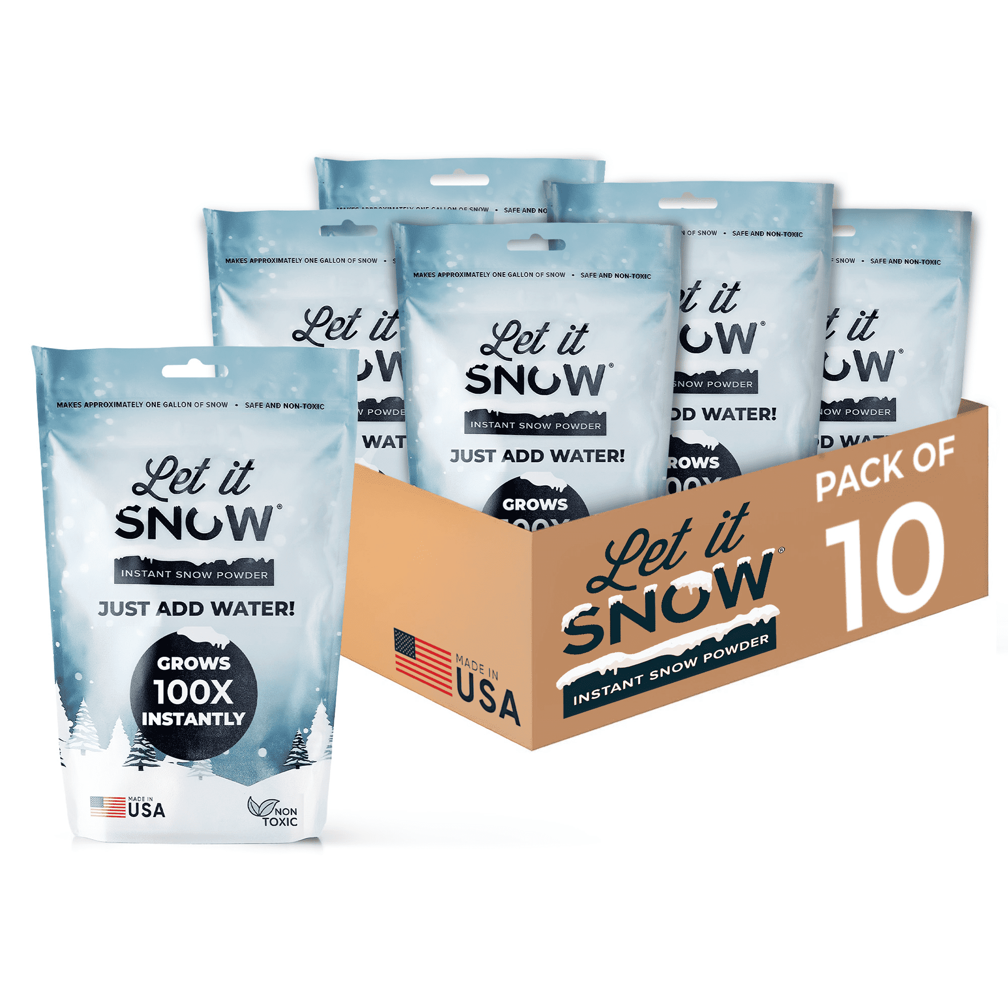 Let It Snow Instant Fake Snow Powder, USA-Made for Kids, Holiday Decor ...