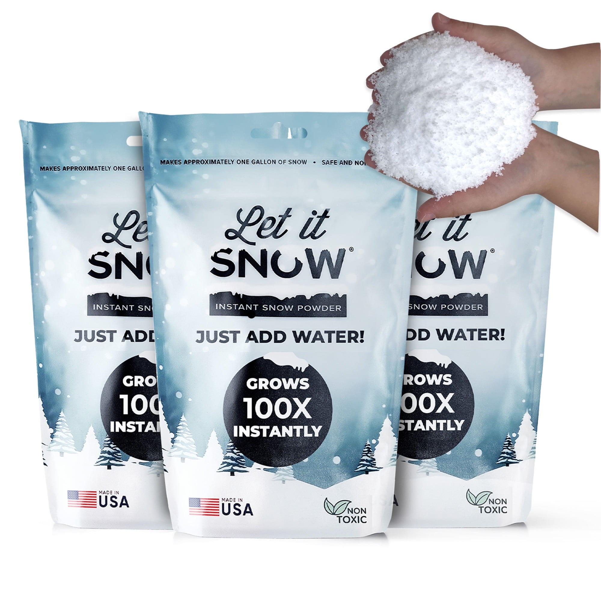 Let It Snow Instant Fake Snow Powder, USA-Made for Kids, Holiday Decor ...