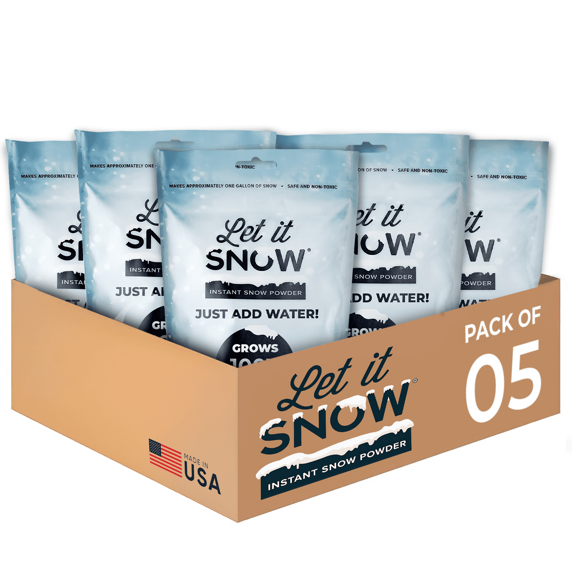 Let It Snow Instant Fake Snow Powder, USA-Made for Kids, Holiday Decor ...