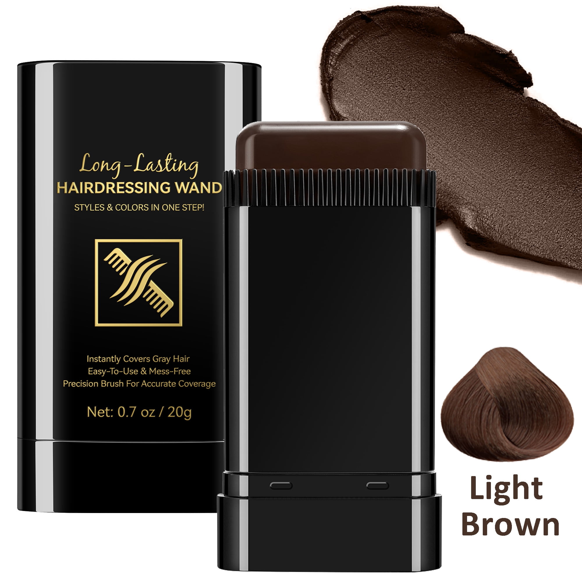 Instant Hair Color Stick - Light Brown, Temporary Hair Dye Comb for ...