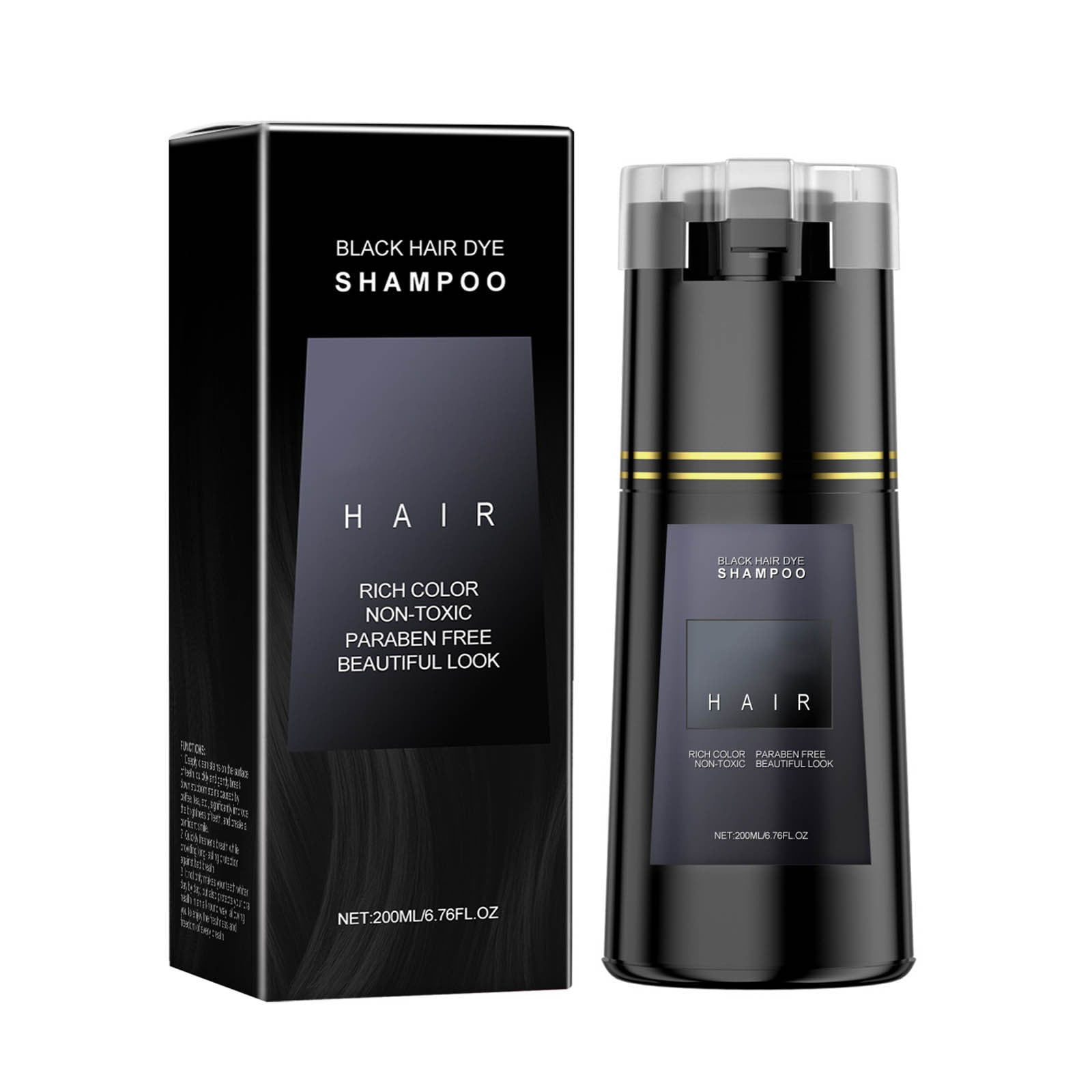 Instant Hair Dye Shampoo Black For Men & Women Covers Gray Hair And ...
